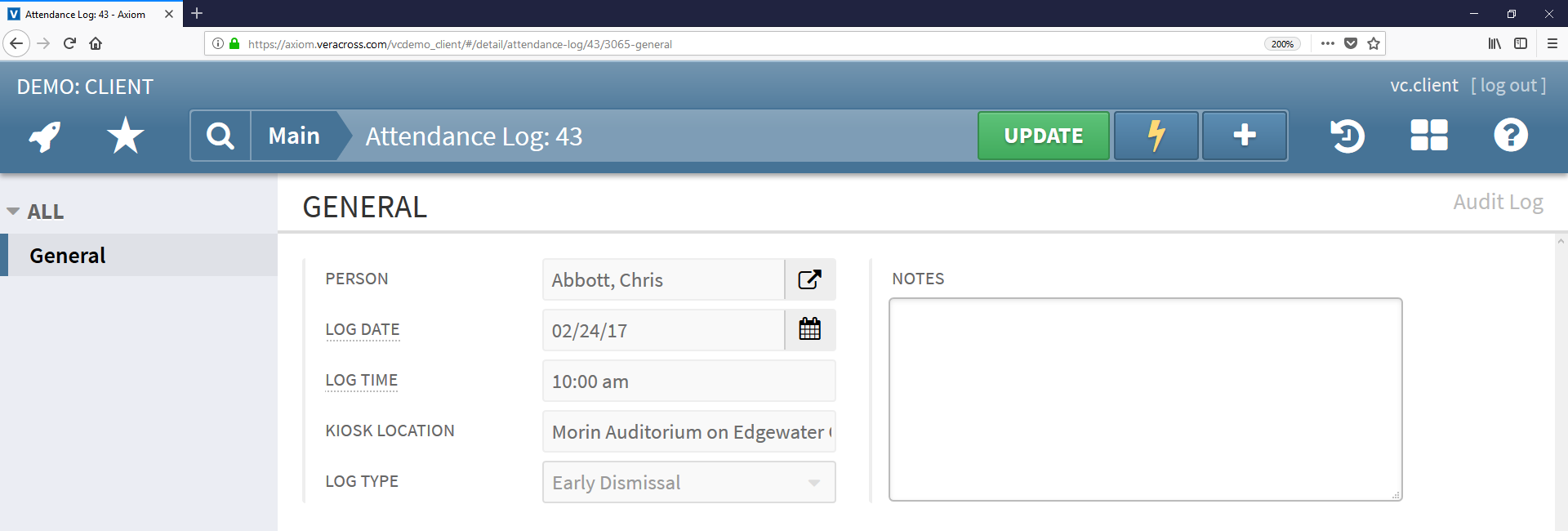Student Location Log