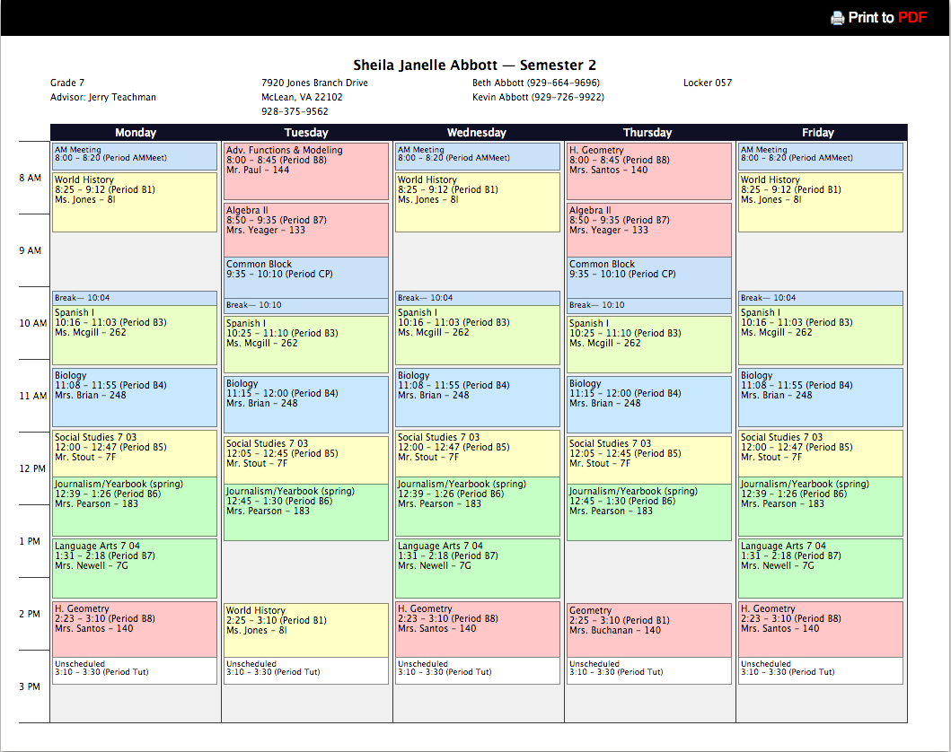 Schedule Template Types
