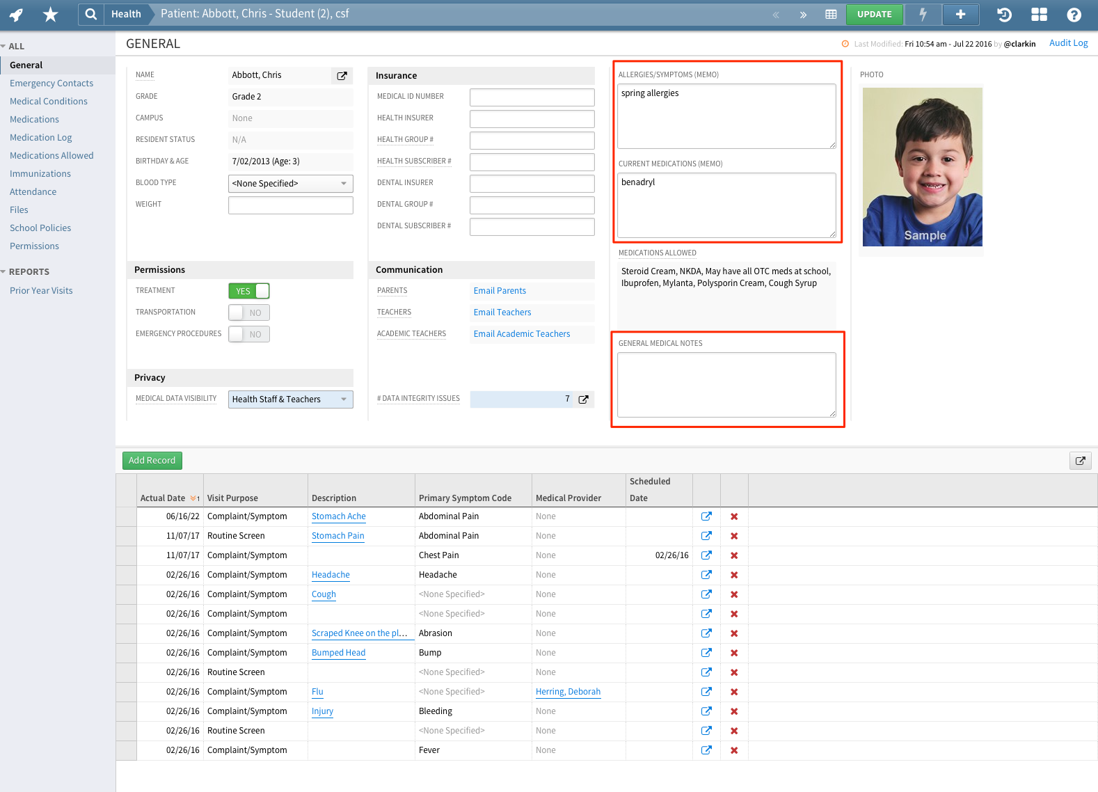 Patient Detail Screens
