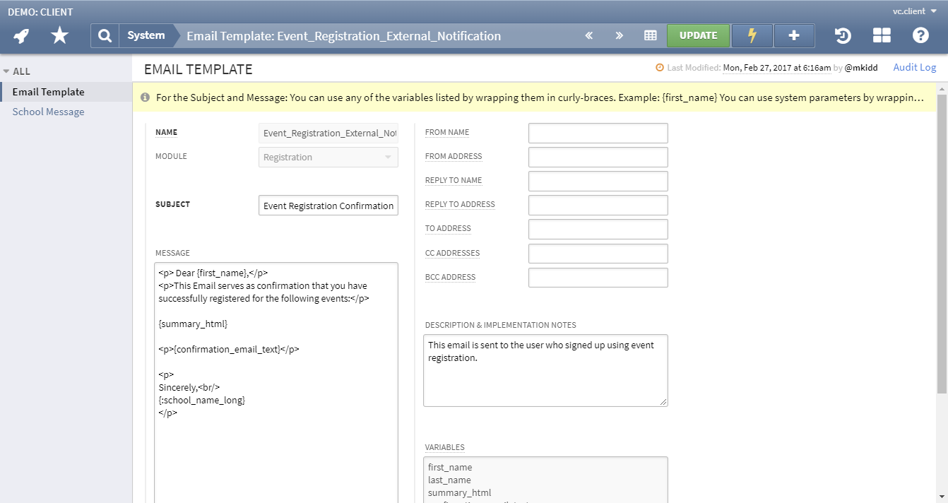 Email Templates for Online Event Registration