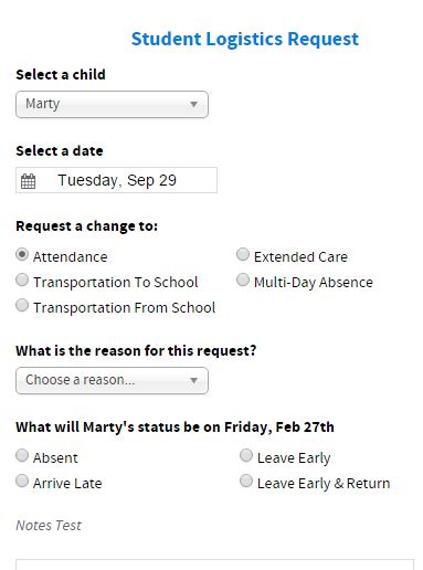 Student Logistic Requests in the Parent Portal