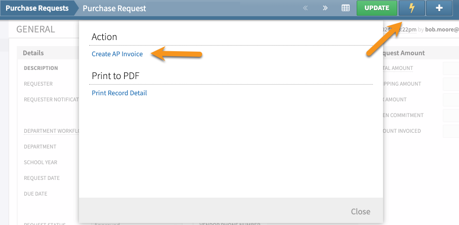 How do I process a Purchase Order in Accounts Payable?