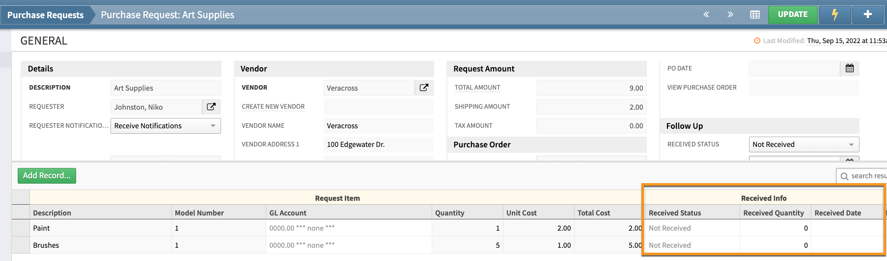 How do I receive a Purchase Order?