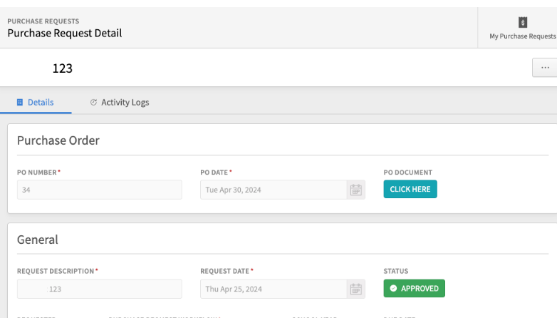 How do I add and access Purchase Request in Portals?