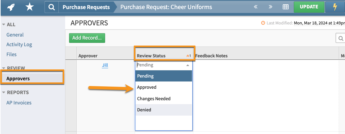 How do I approve a Purchase Request in Axiom?