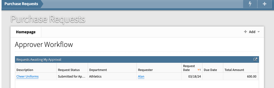 Purchase Request Approver Workflow