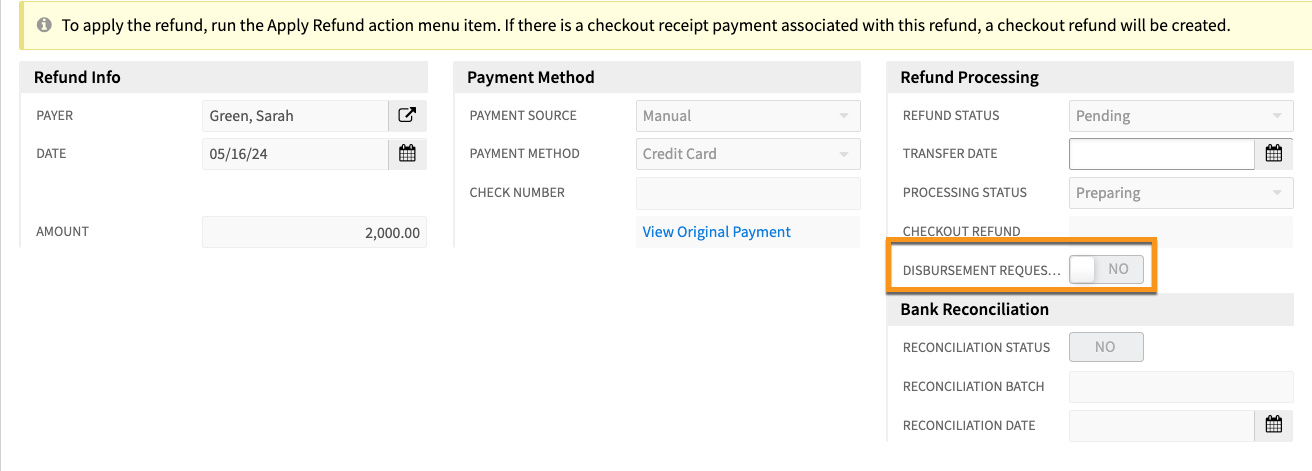 Misc Disbursements for Billing Refunds in Student Billing - Axiom