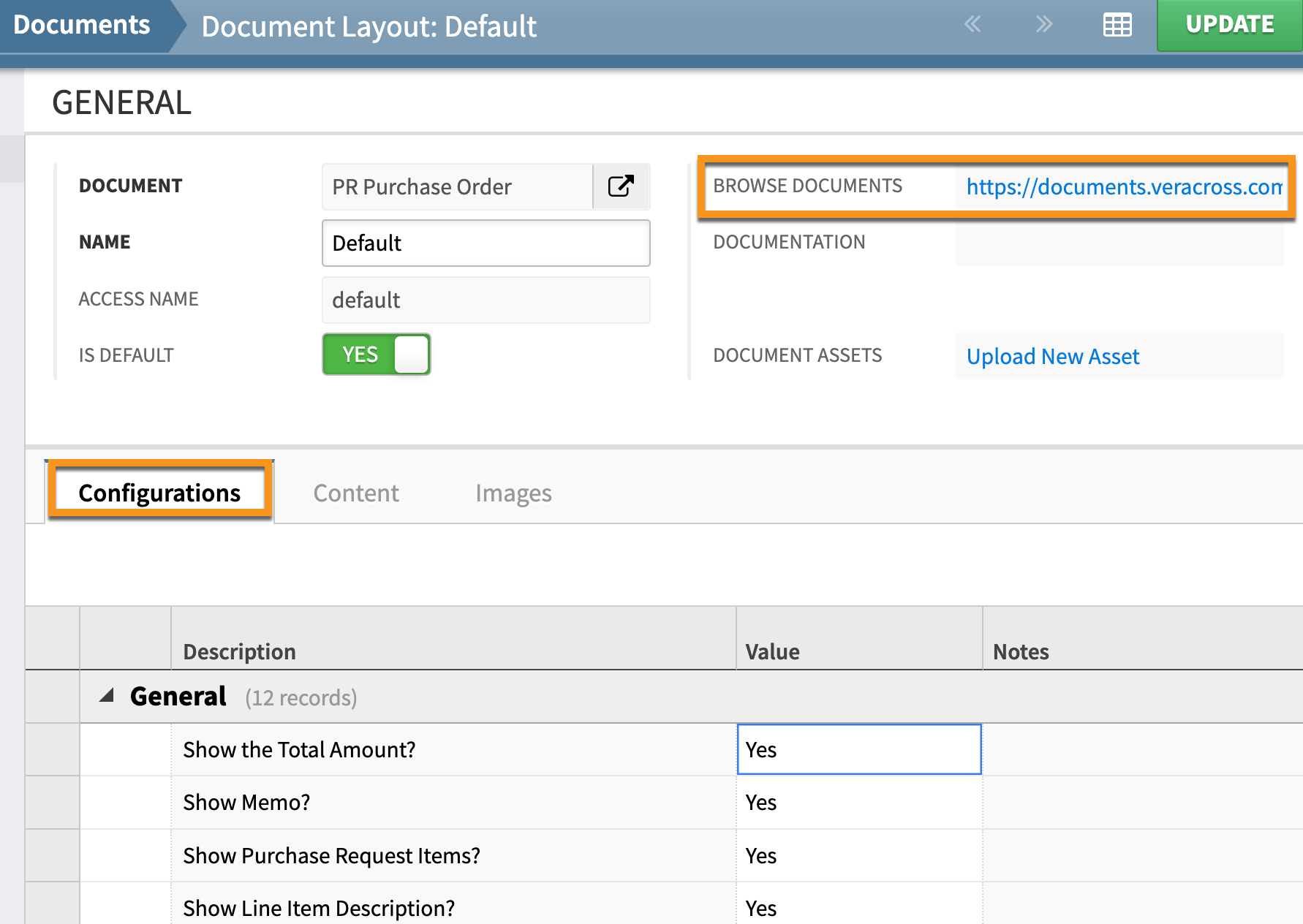 Purchase Request: Purchase Order Document Configuration