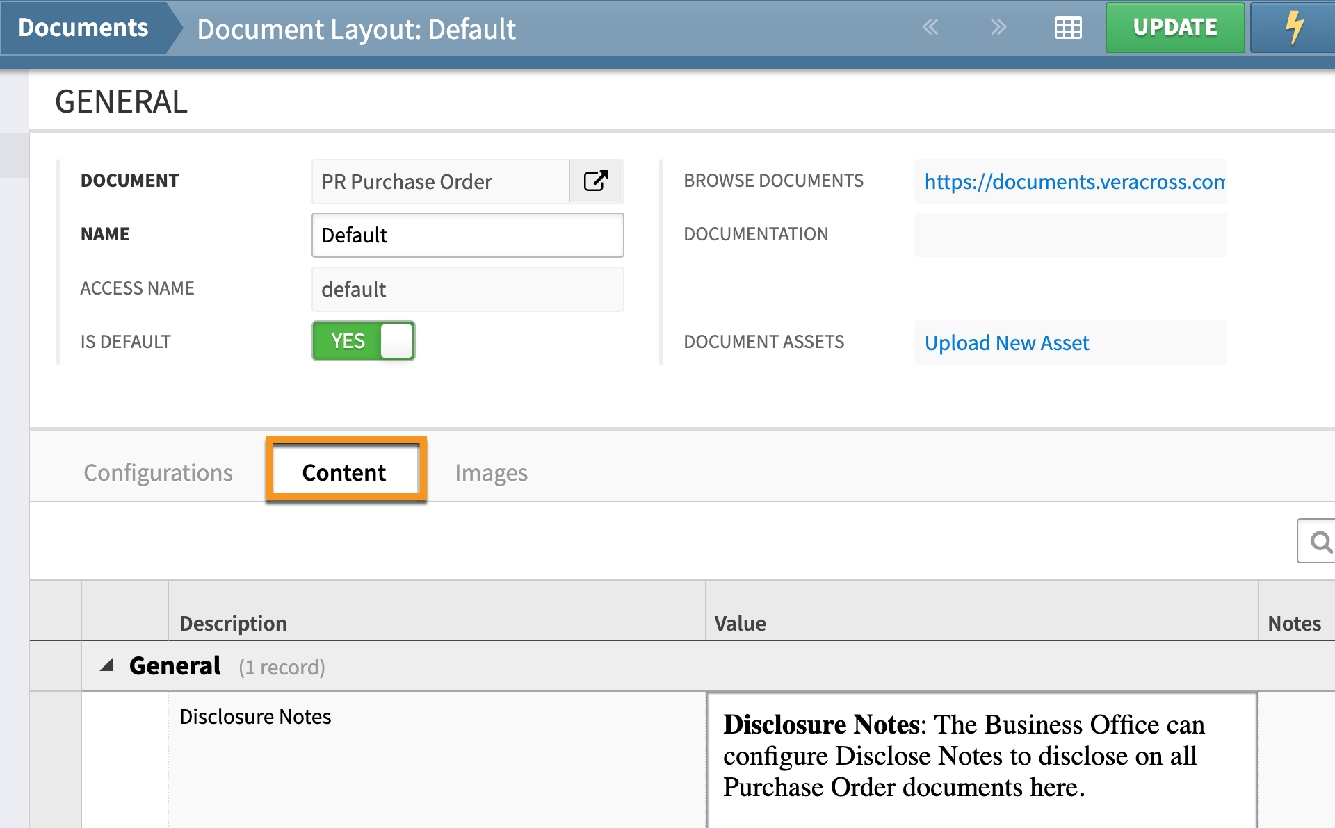 Purchase Request: Purchase Order Document Configuration