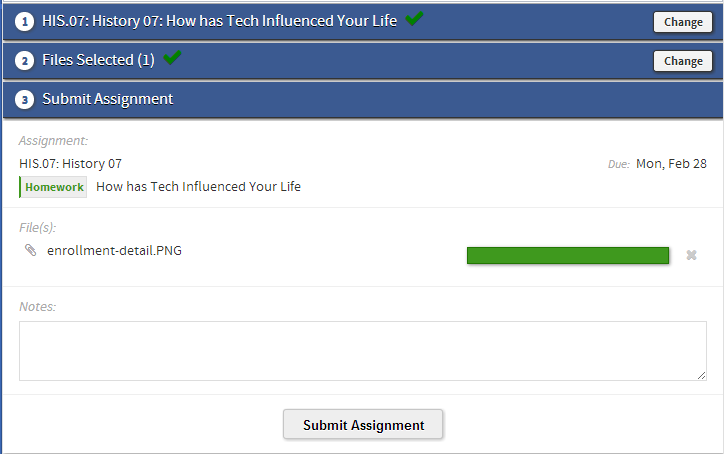 Assignment Management Through the Student Portal
