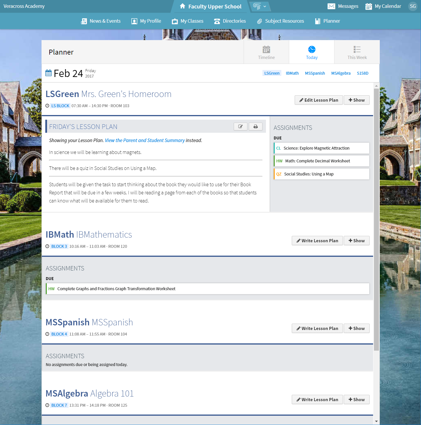 Lesson Plan Viewing Options