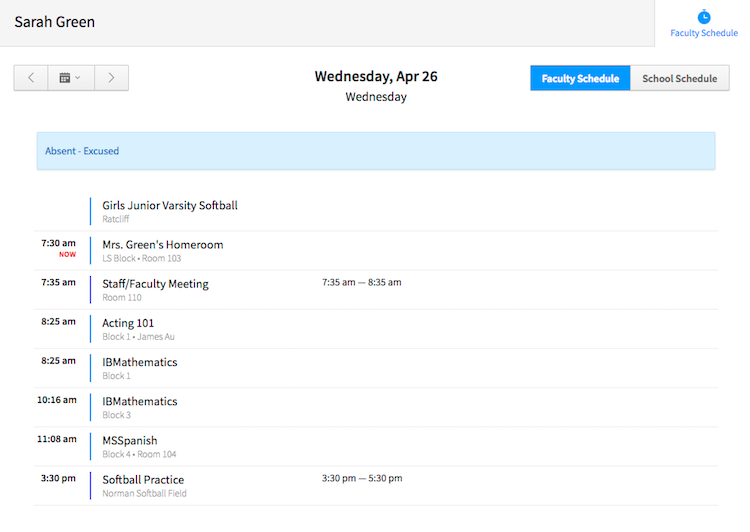 Faculty Daily Schedule