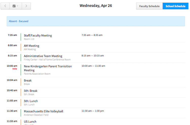 Faculty Daily Schedule