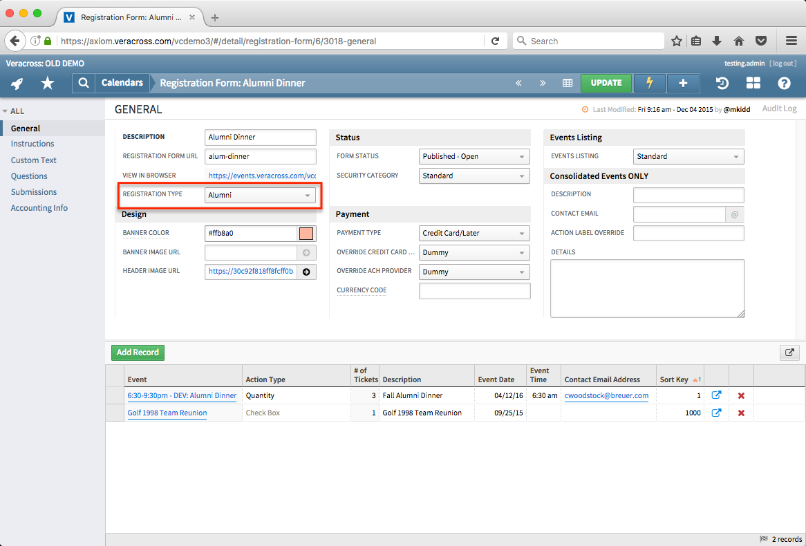 Common Form Scenarios for Online Event Registration