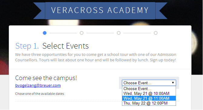 Common Form Scenarios for Online Event Registration