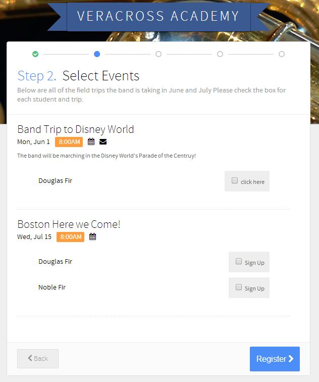 Common Form Scenarios for Online Event Registration