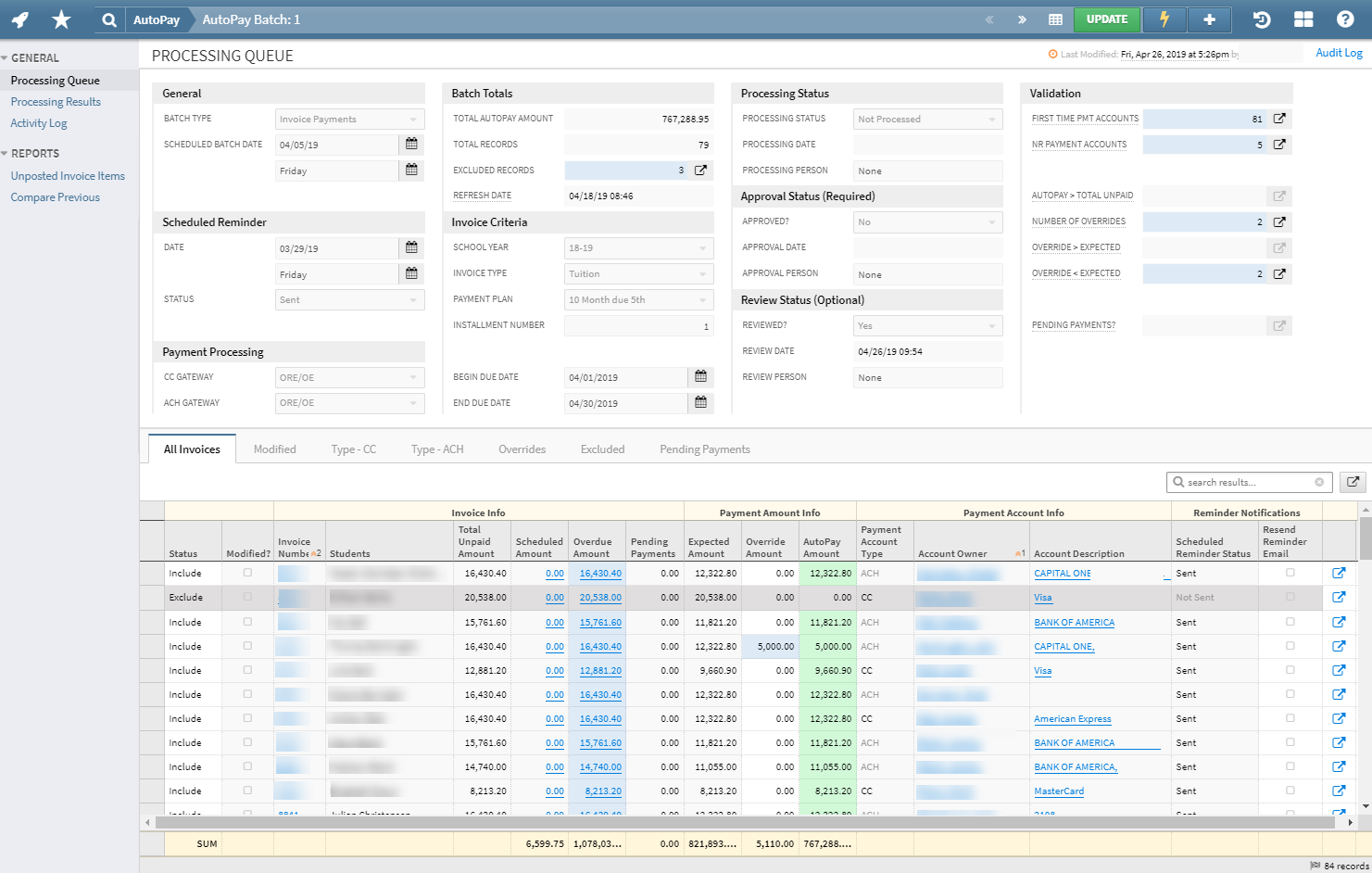AutoPay Batch Header Record