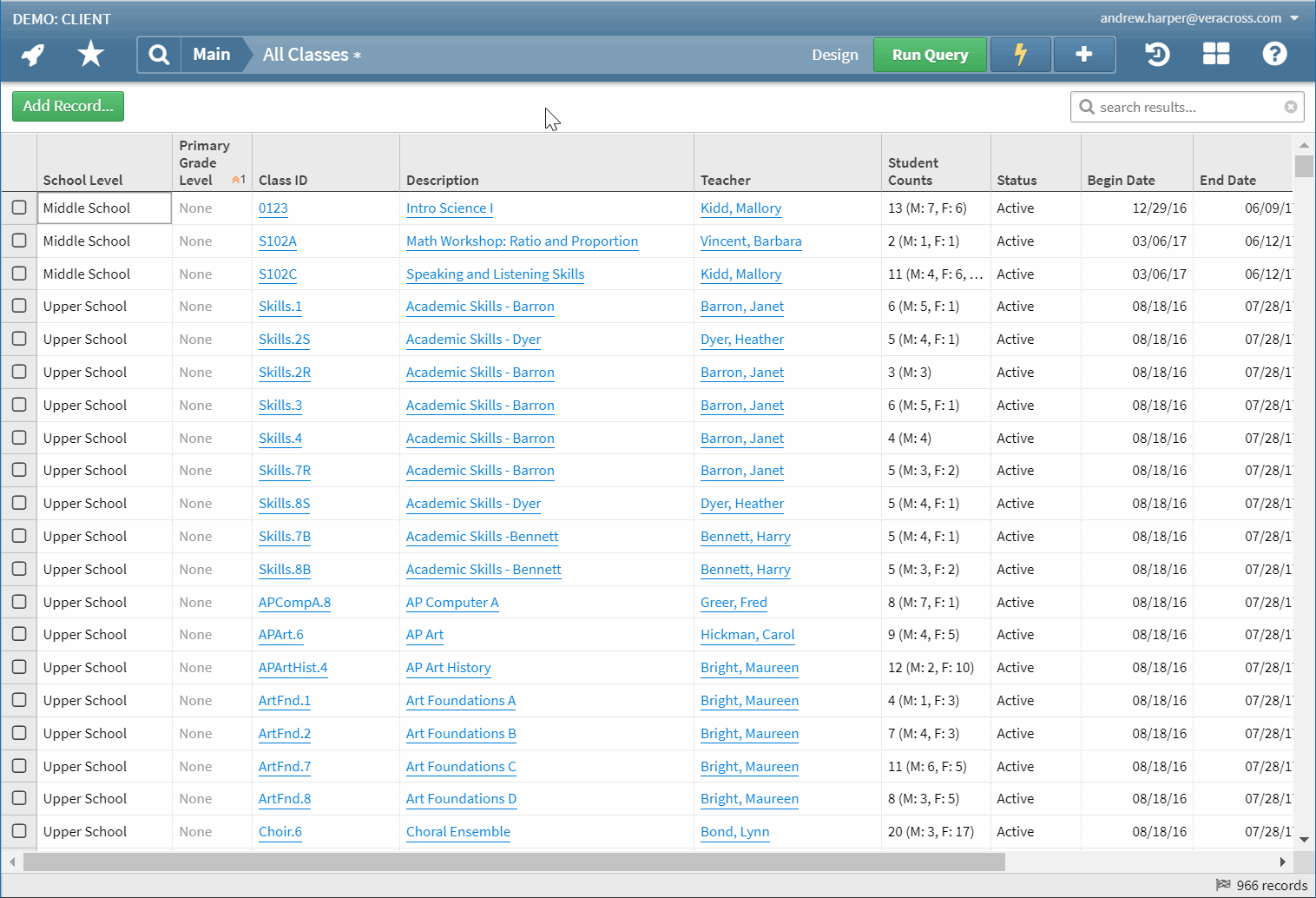 Query Results Page Toolbar