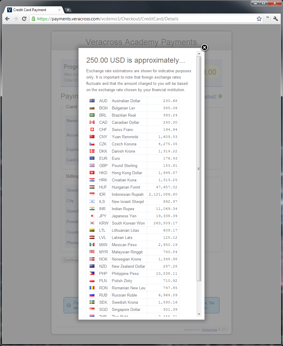 Supported Payment Methods