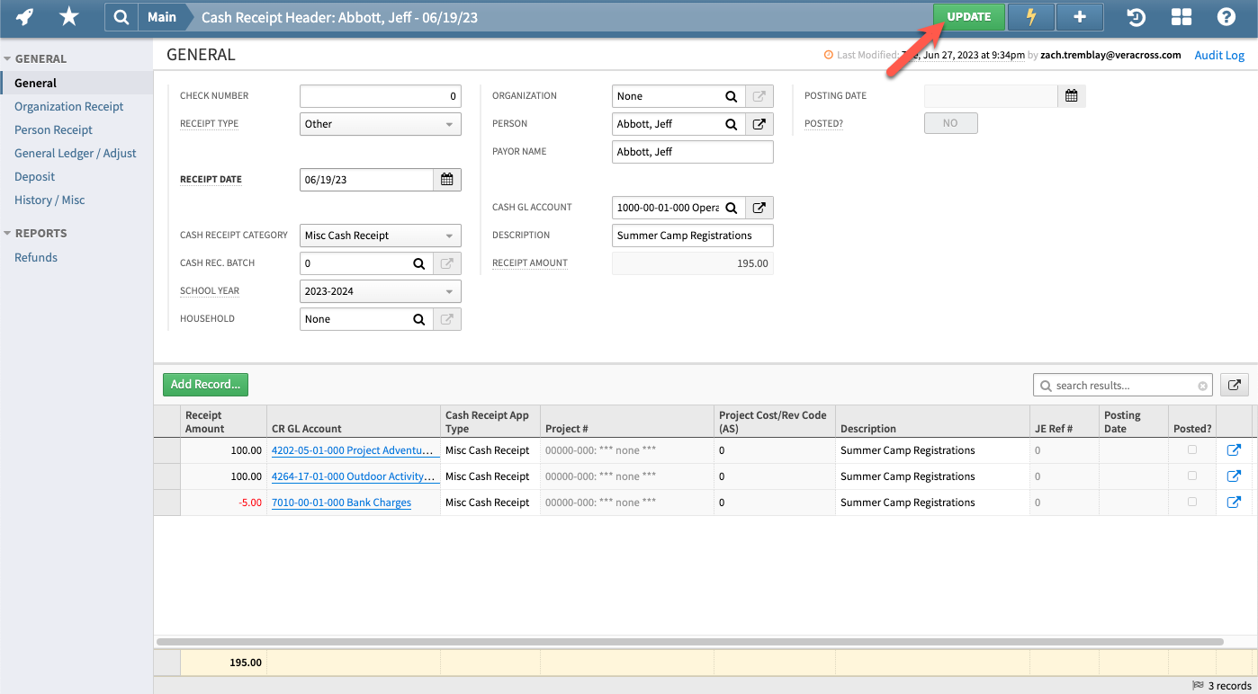 Processing a Cash Receipt Batch - Axiom