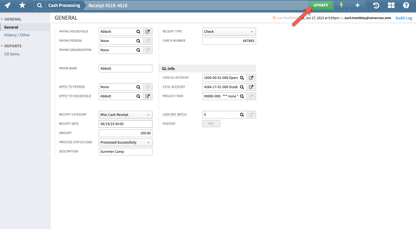 Processing a Cash Receipt Batch - Axiom