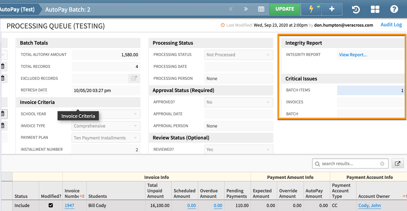 AutoPay Integrity Checks