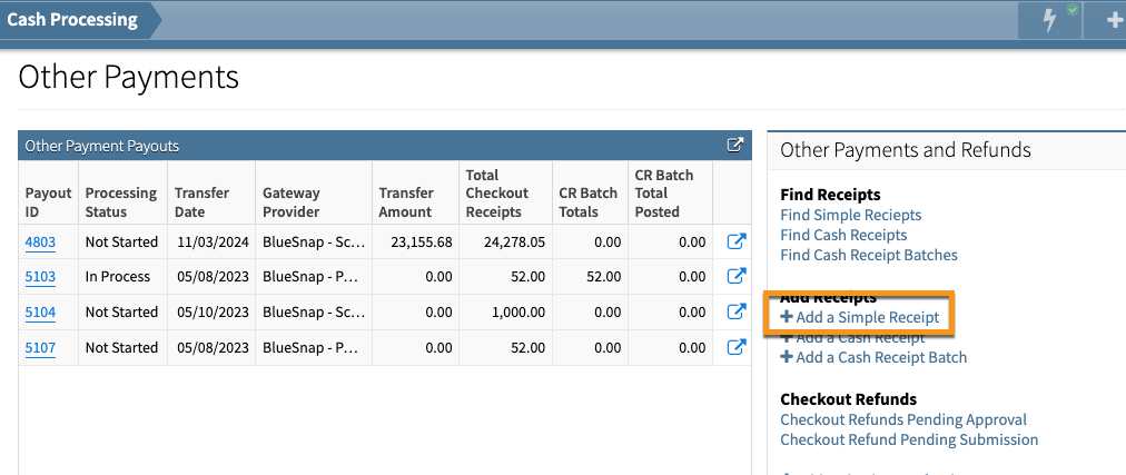 Entering a Simple Receipt in Axiom