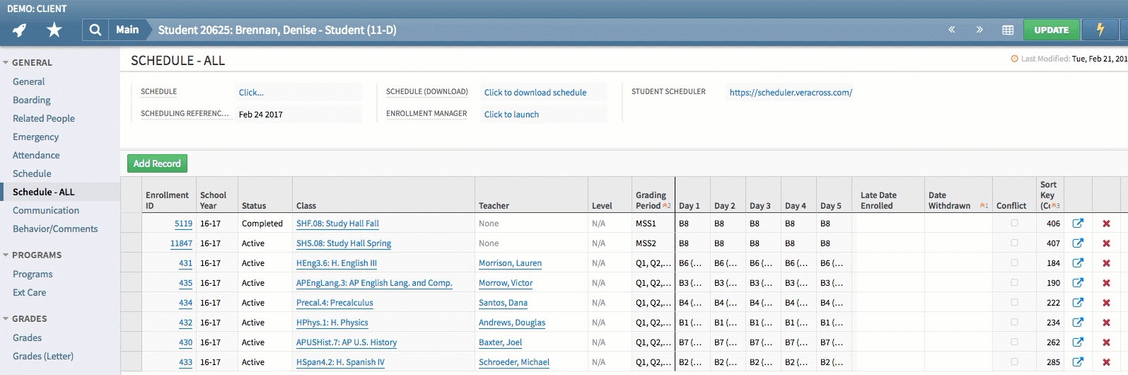 Transferring Students Between Classes