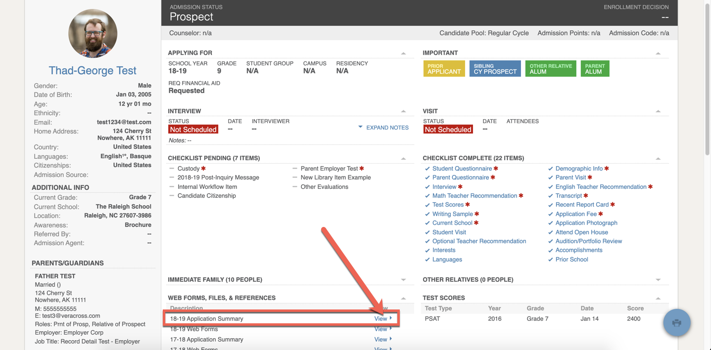 The Application Summary Document
