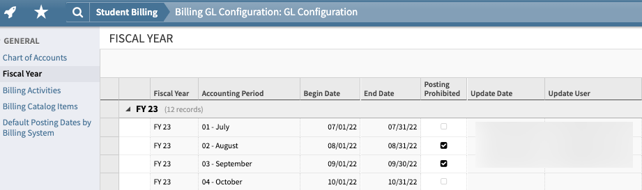 Fiscal Year GL Configuration with Student Billing - Axiom