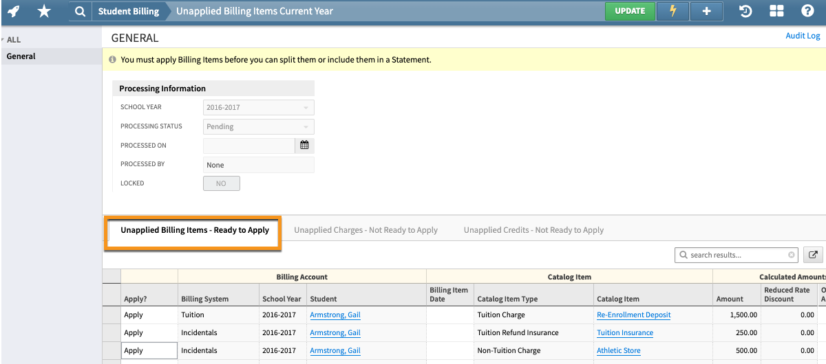 How to Apply Billing Items