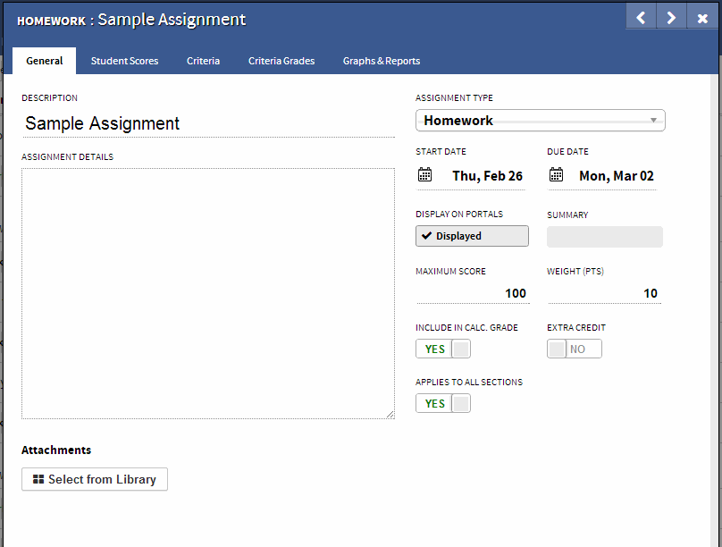 Weighting by Assignment Type
