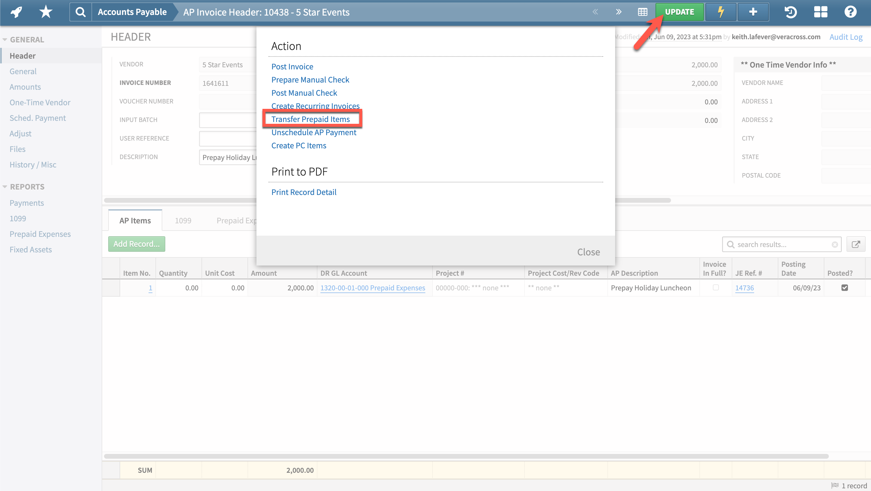 Transferring and Posting Prepaid AP Invoice Items Manually-AP-Axiom