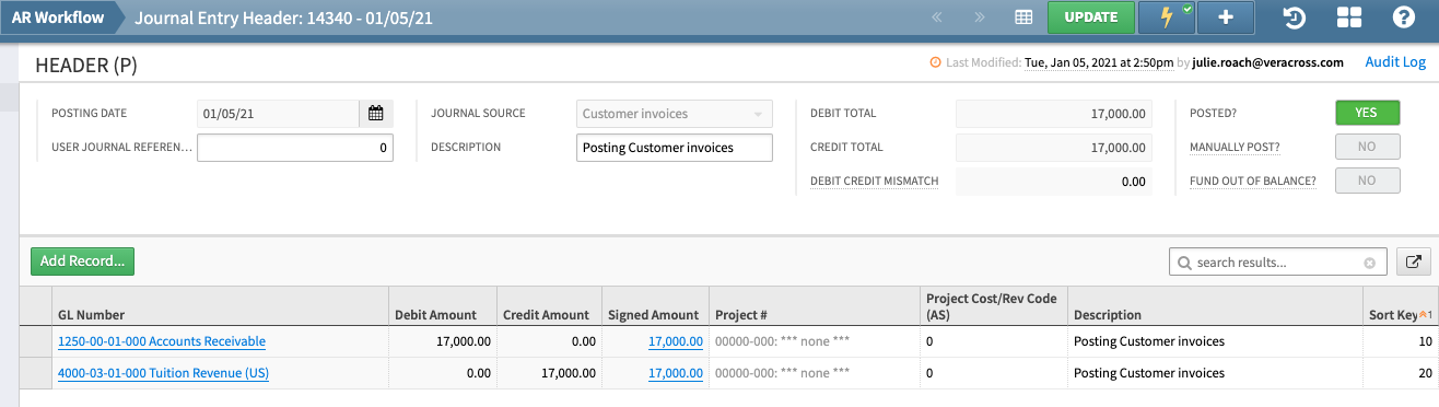Student Billing Module Journal Entry Flow