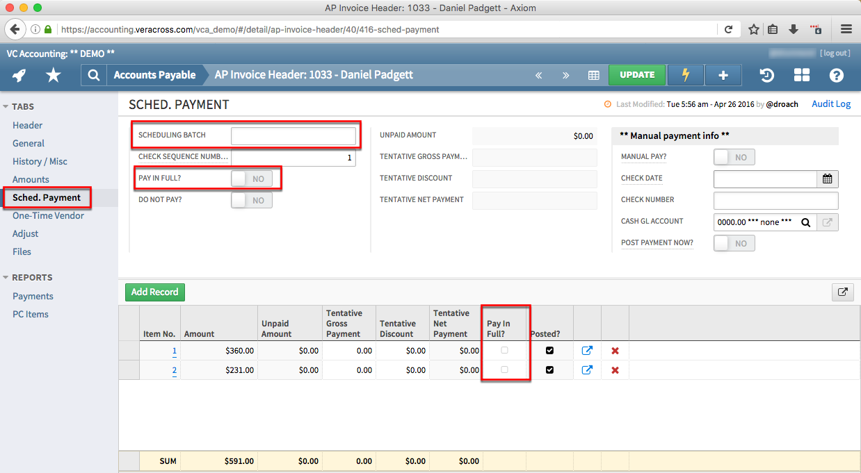 Scheduling Vendor Invoice Payments