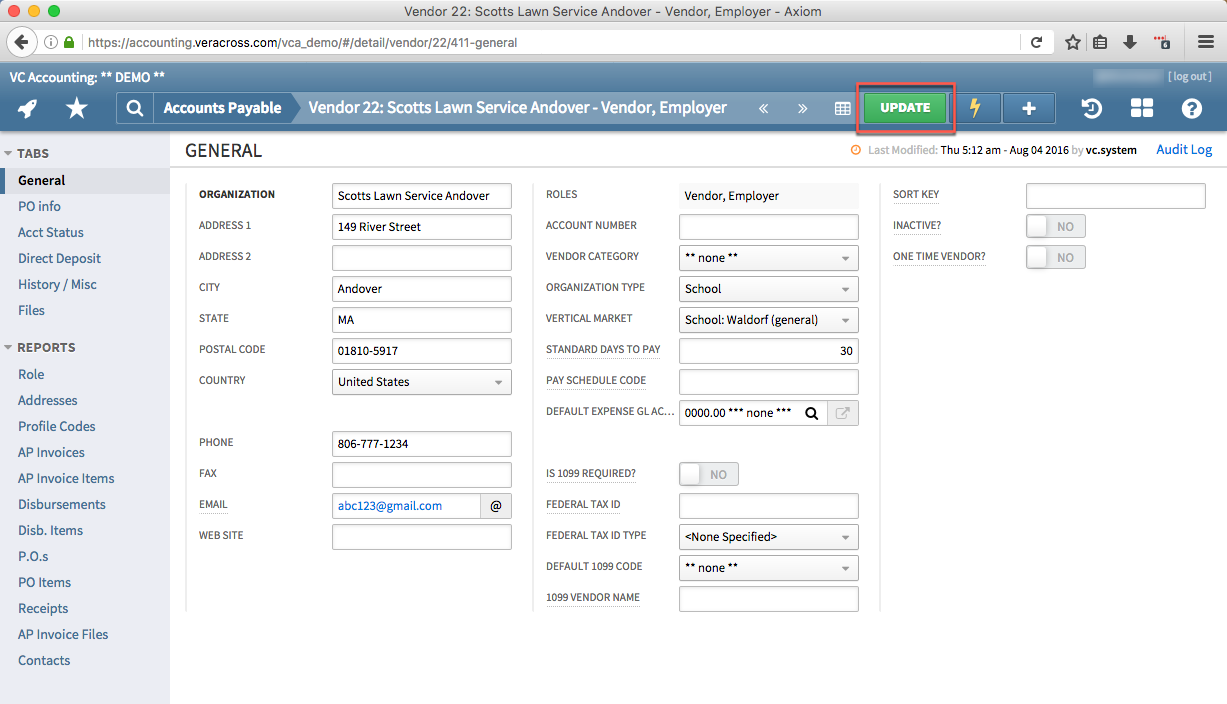 Adding and Updating AP Vendors
