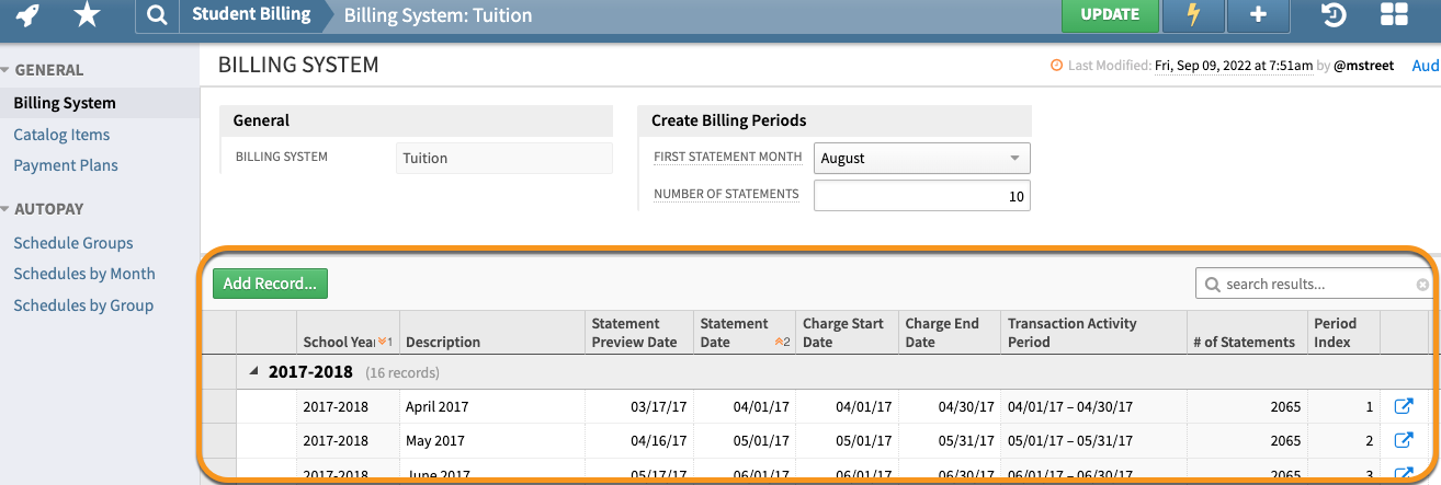 Billing Periods Configuration