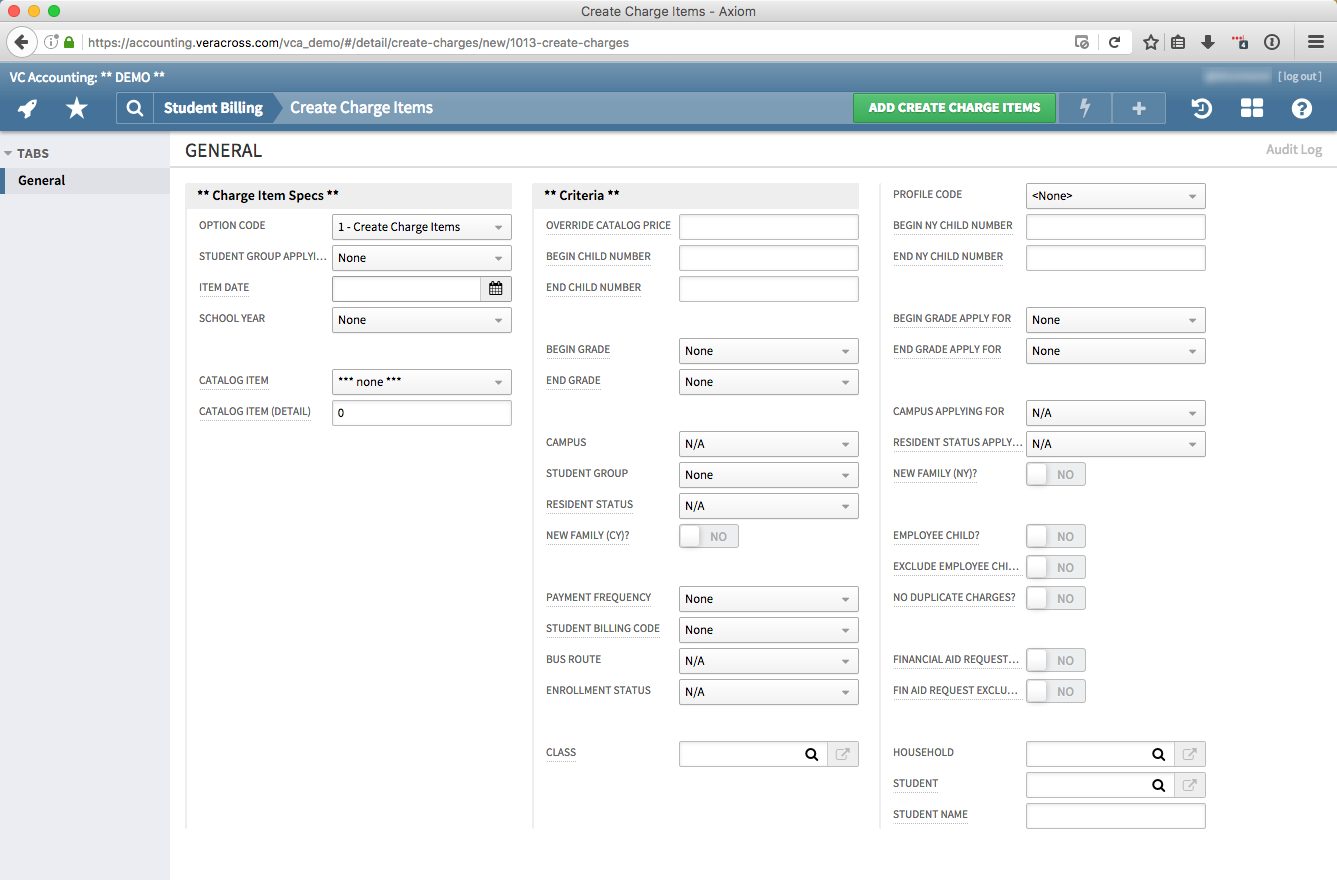Overview of Creating Charge Items in Batch
