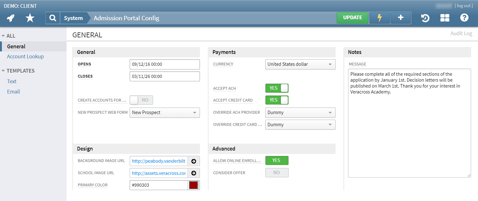 AP2: Admissions Checklist Configuration and Display Options