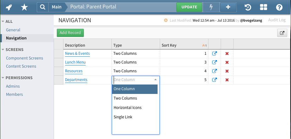 Portal Admin Homepage and Detail Screens Overview