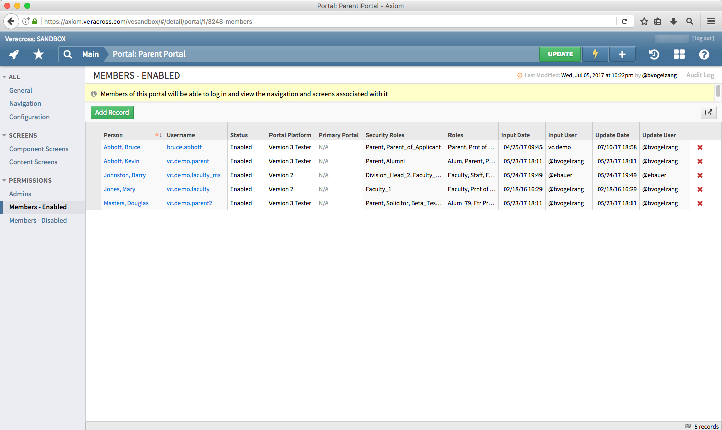 Portal Admin Homepage and Detail Screens Overview