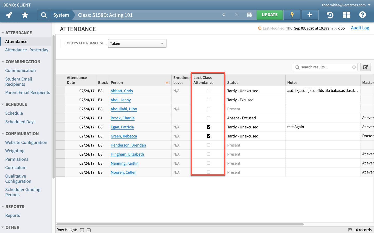 Feature Overview: The Attendance Interface