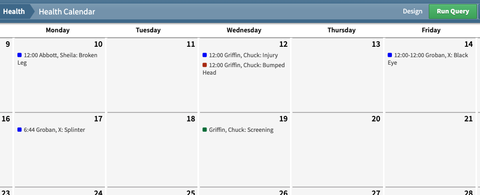Health Calendar Overview