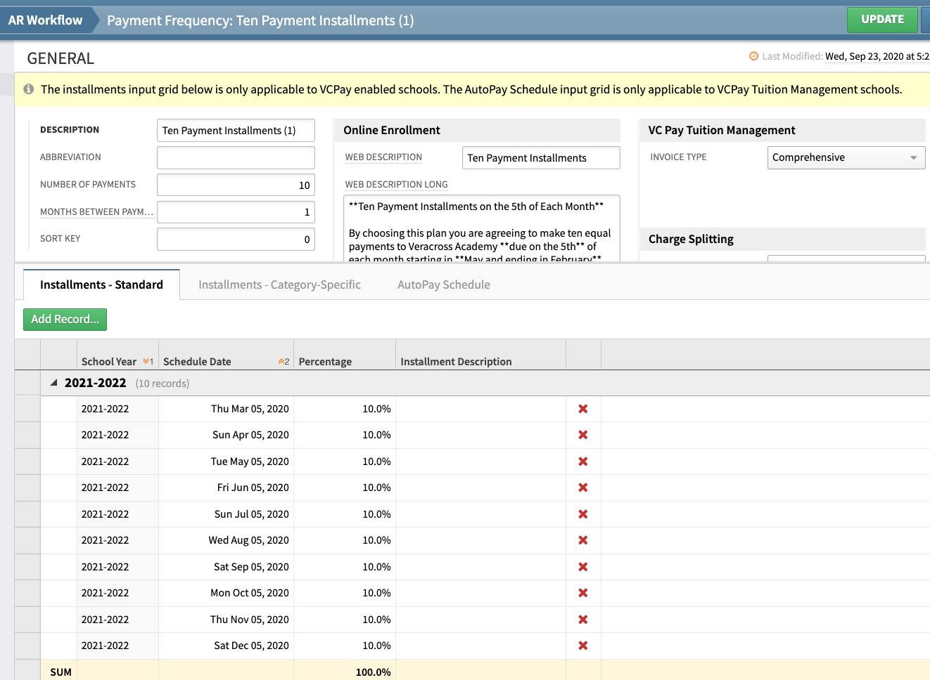 Overview of Splitting Charges into Installments