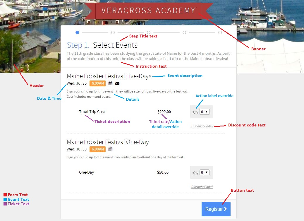 Form Configuration for Online Event Registration