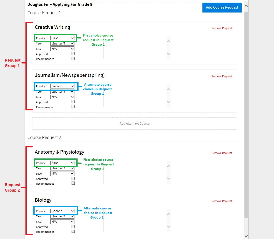 Course Requests v2 Configuration