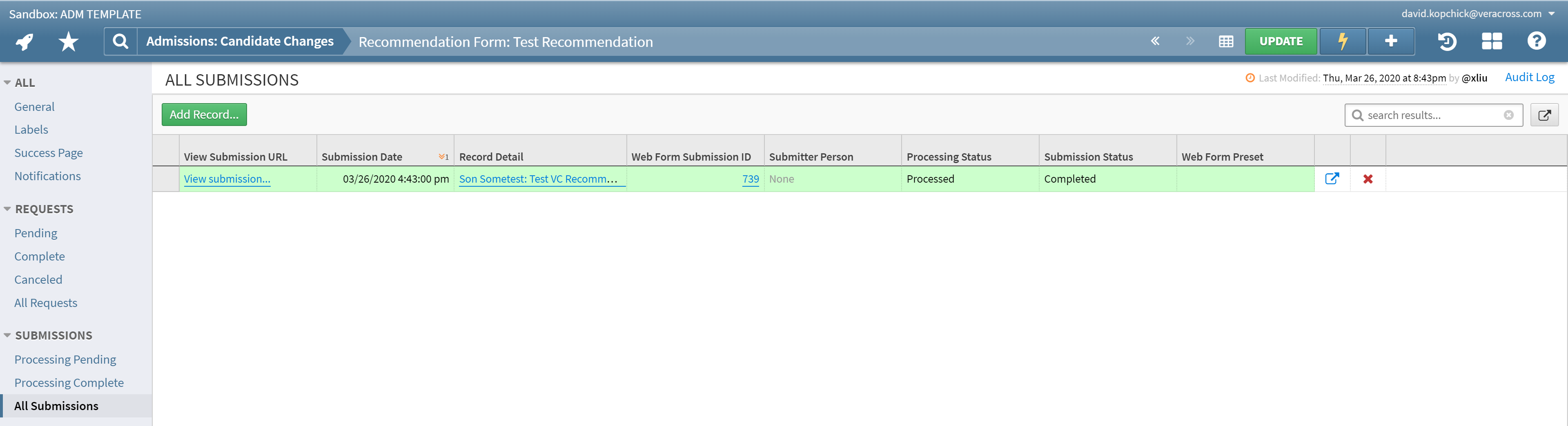 Veracross Recommendation Forms