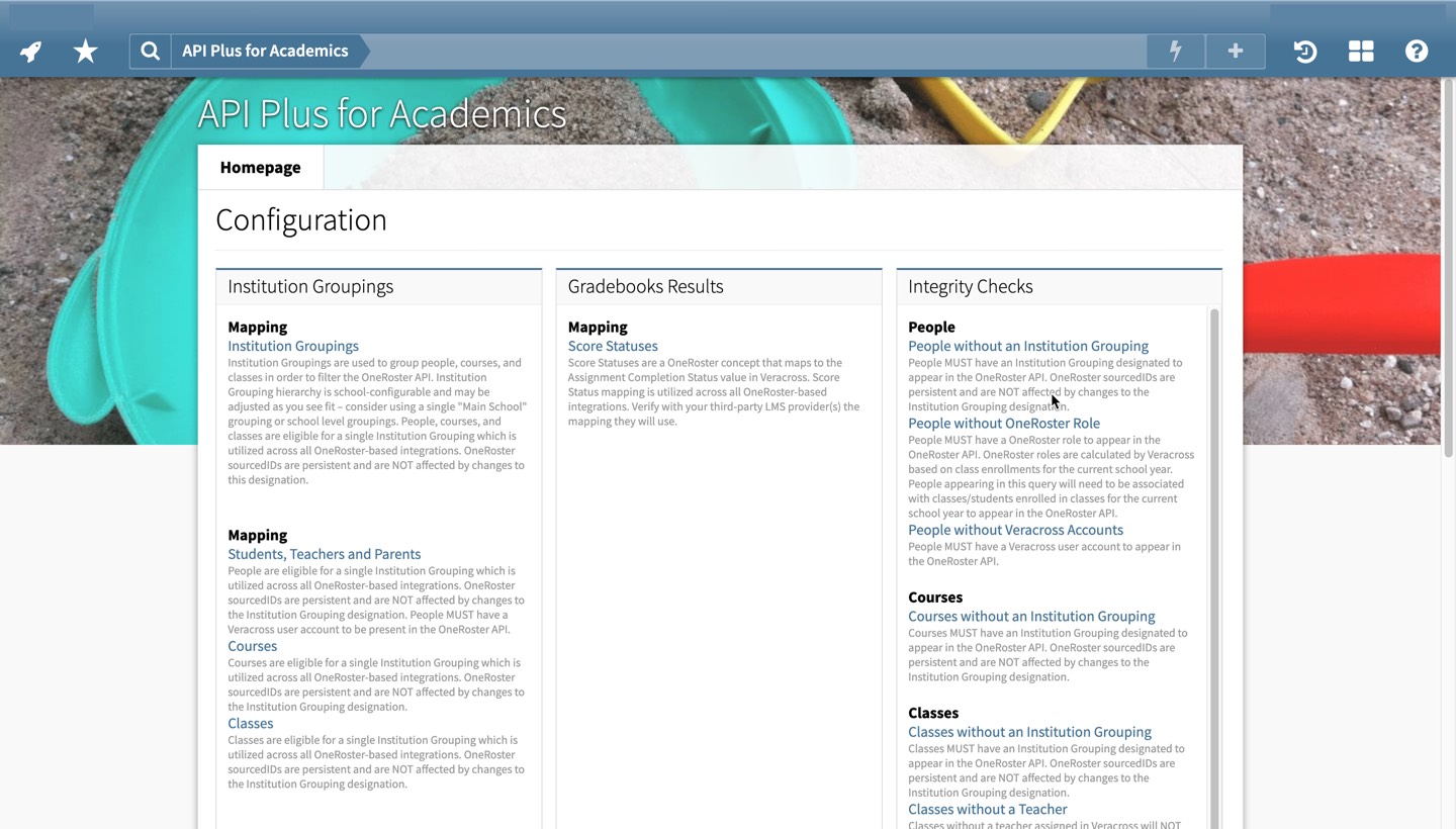 API Plus for Academics: Homepage Overview
