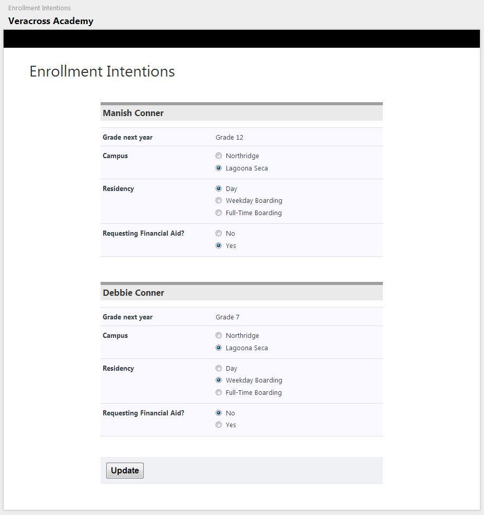Enrollment Intention Form