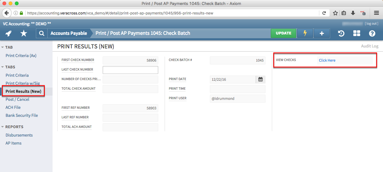 Printing & Posting Vendor Checks
